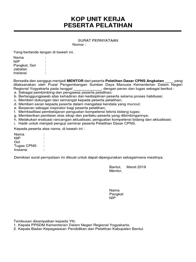 Surat Mentor Latsar | PDF