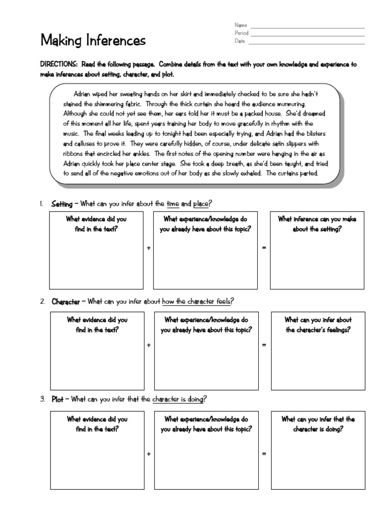 Making Inferences: Setting - What Can You Infer About The Time and ...