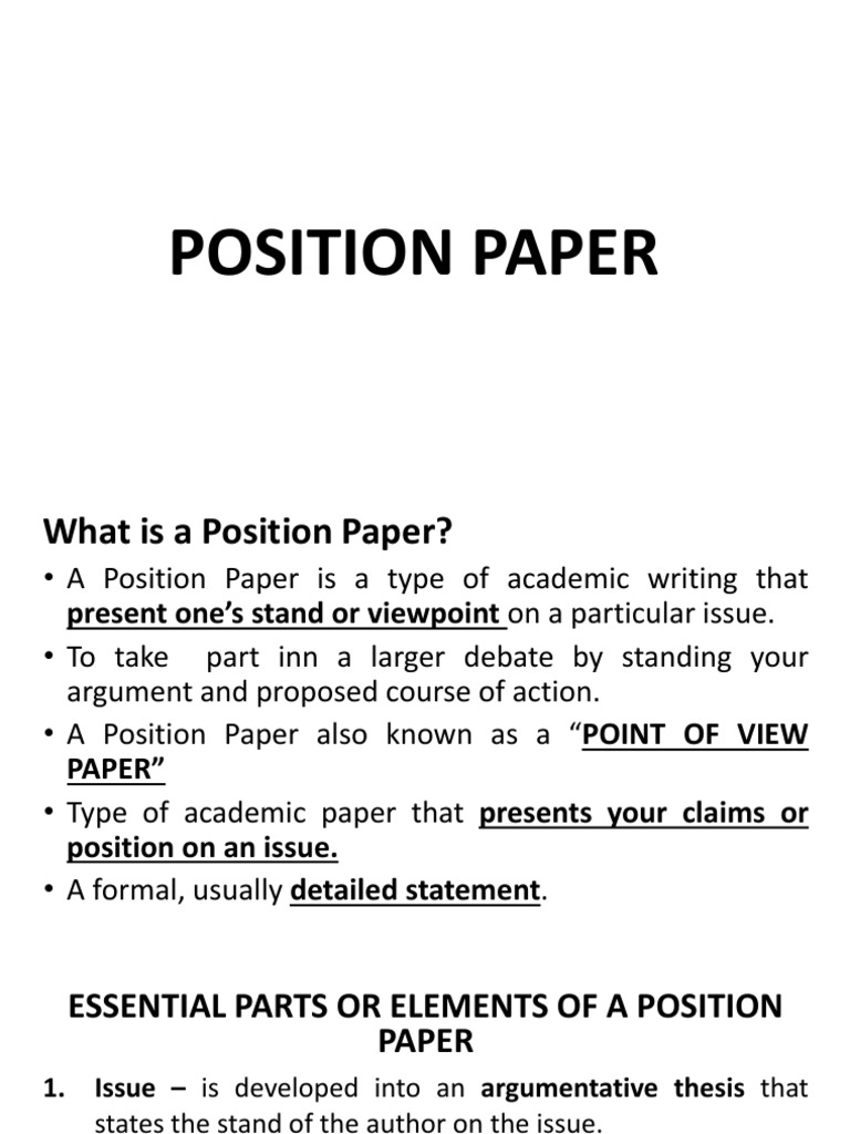 Position Paper | PDF | Argument | Evidence