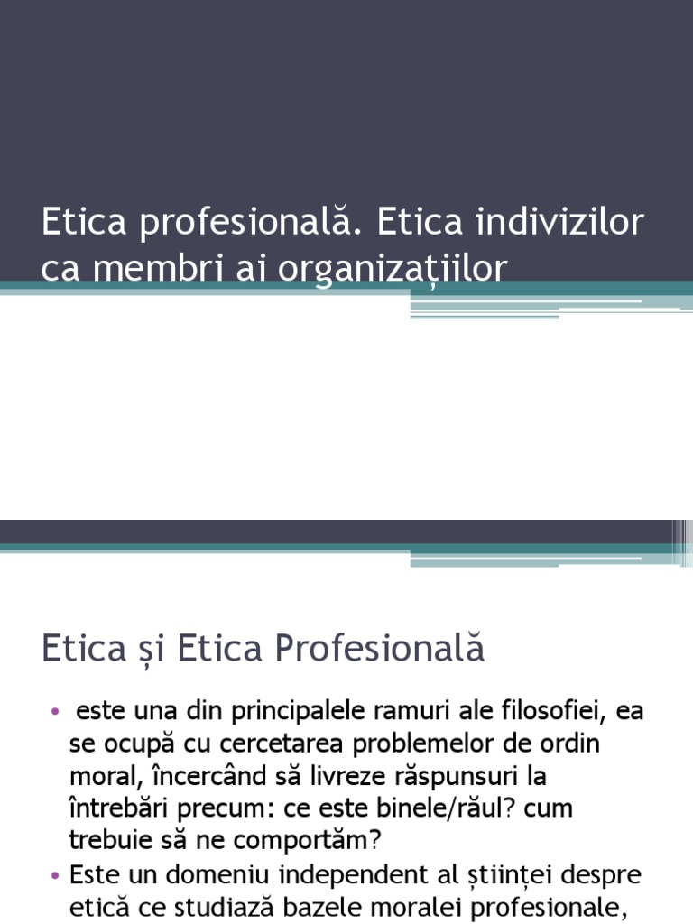 Etica Profesionala | PDF