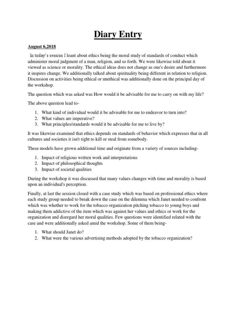 Diary Entry | PDF | Value (Ethics) | Integrity