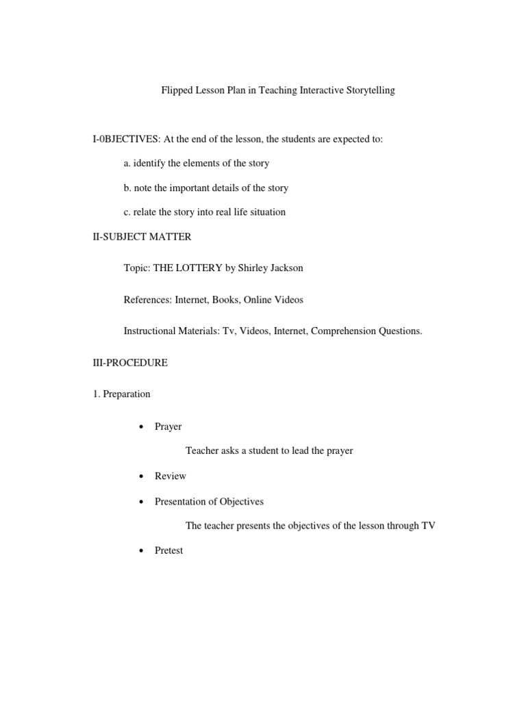 The Lottery | PDF | Lesson Plan | Teachers