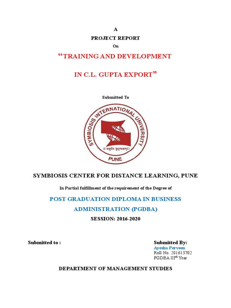 Training and Development in C.L. Gupta Export: A Project Report | PDF ...