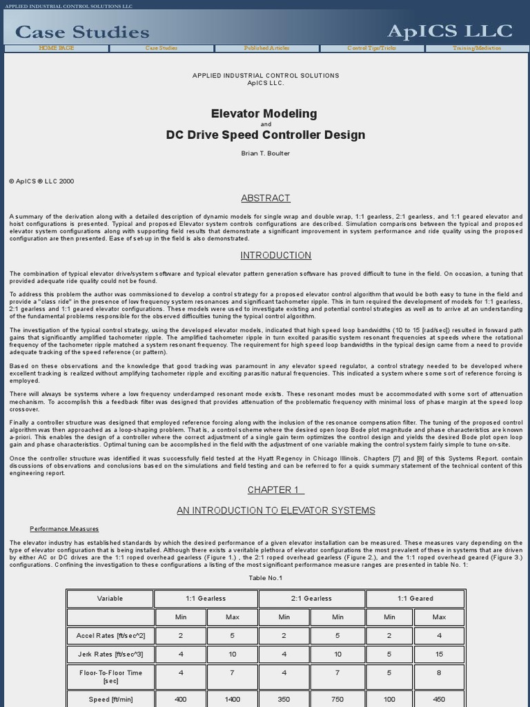 Elevator & Hoist Modeling, Simulation & Speed Control | PDF | Elevator | Friction