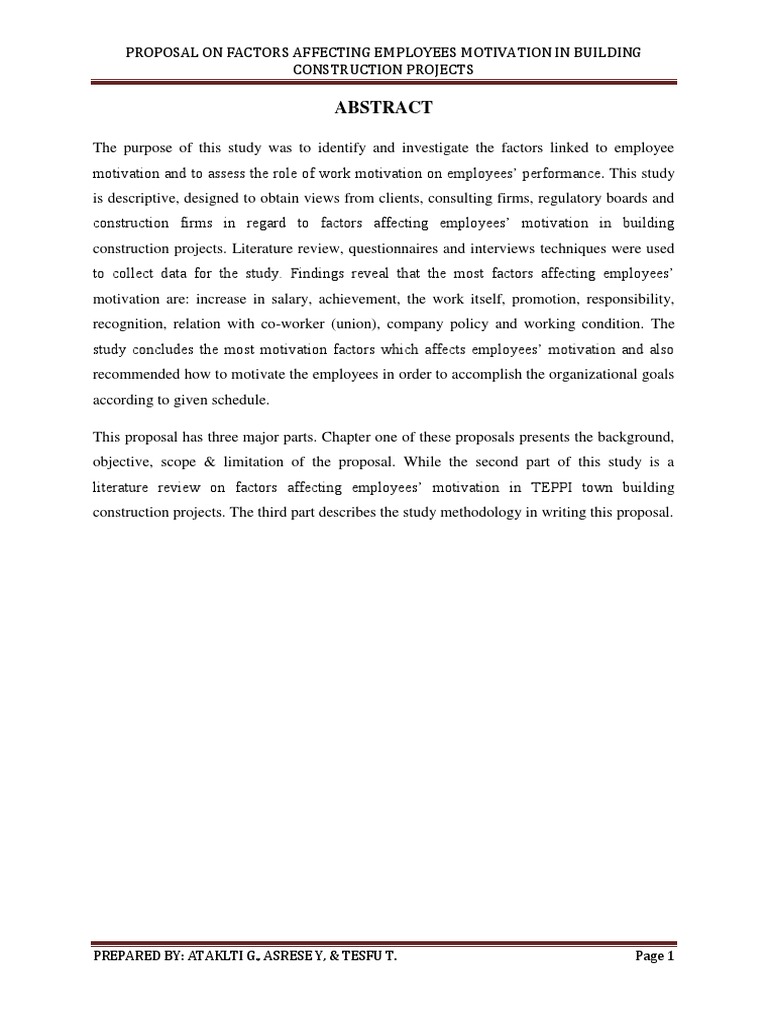 C. Body of The Proposal | PDF | Motivation | Motivational