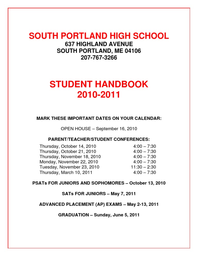 2010-11 SPHS Handbook | PDF | High School Diploma | Advanced Placement