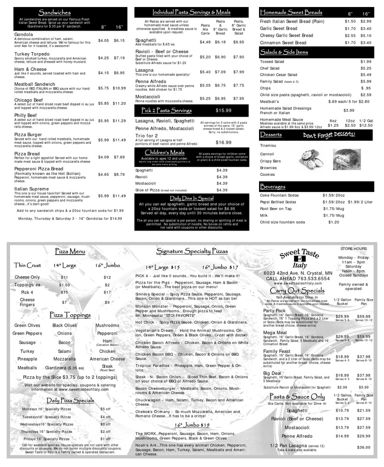 Sandwiches: Homemade Sweet Breads Individual Pasta Servings & Meals ...