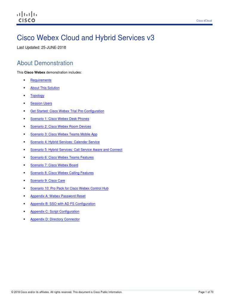 Cisco Webex Cloud and Hybrid Services v3: About Demonstration | PDF | I ...