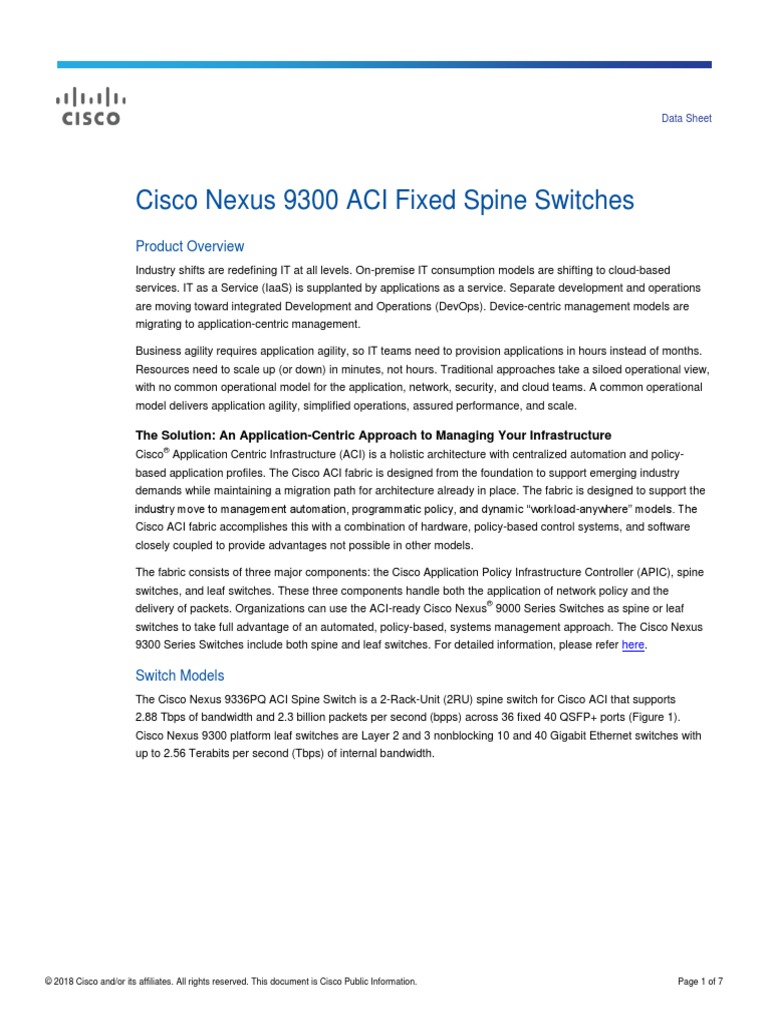 Cisco Nexus 9300 ACI Fixed Spine Switches: Product Overview | PDF ...