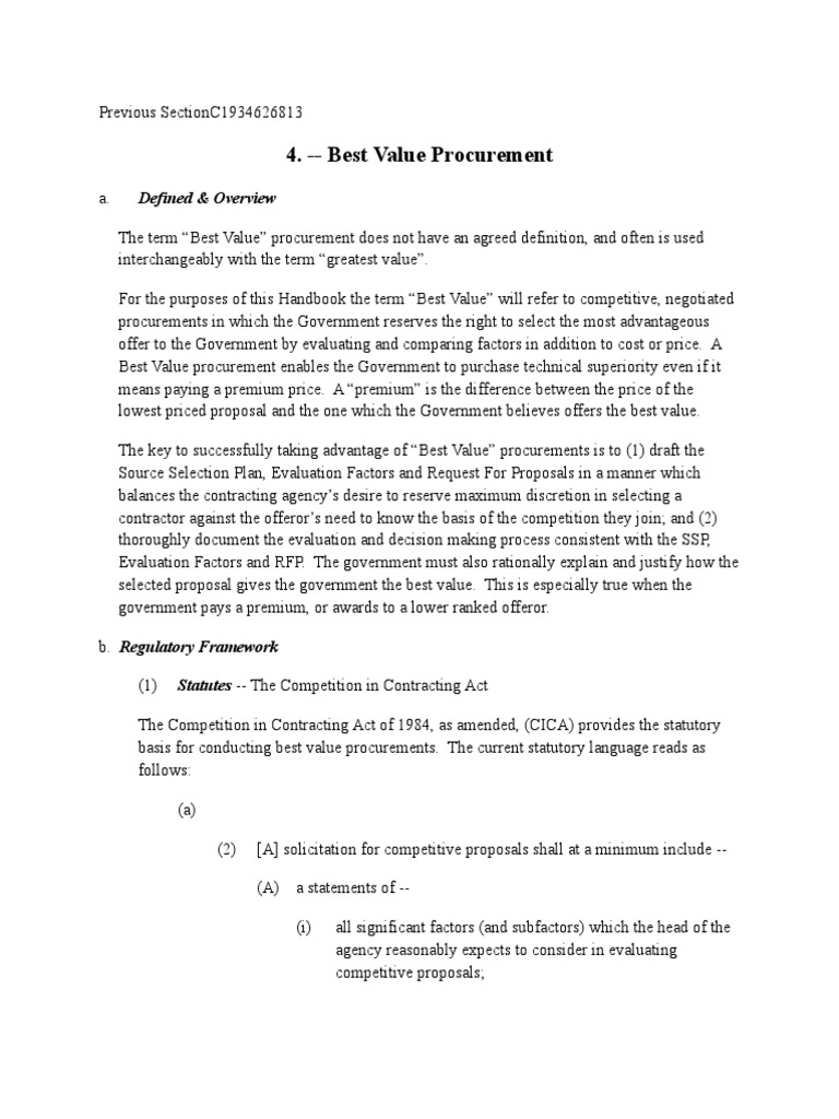 Best Value Procurement: Defined & Overview | PDF | Procurement ...