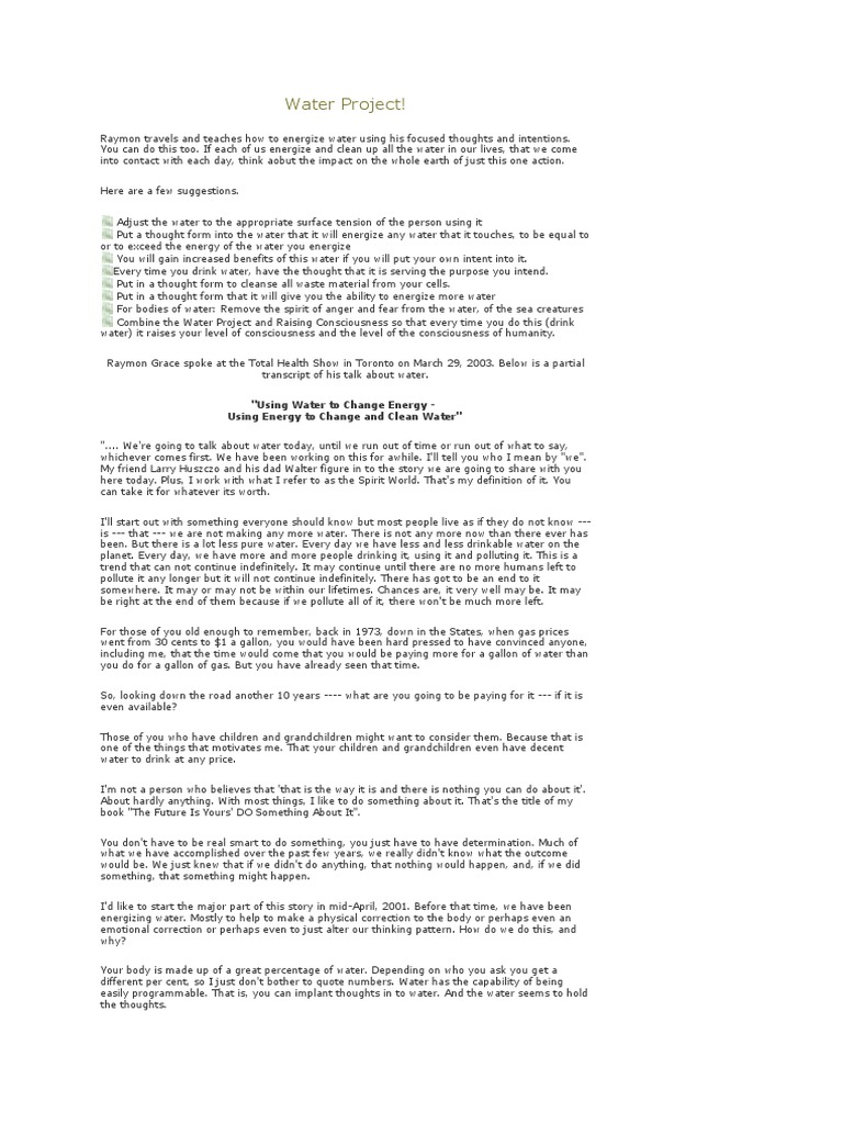 Raymon Grace - Water Project | PDF | Dowsing | Surface Tension