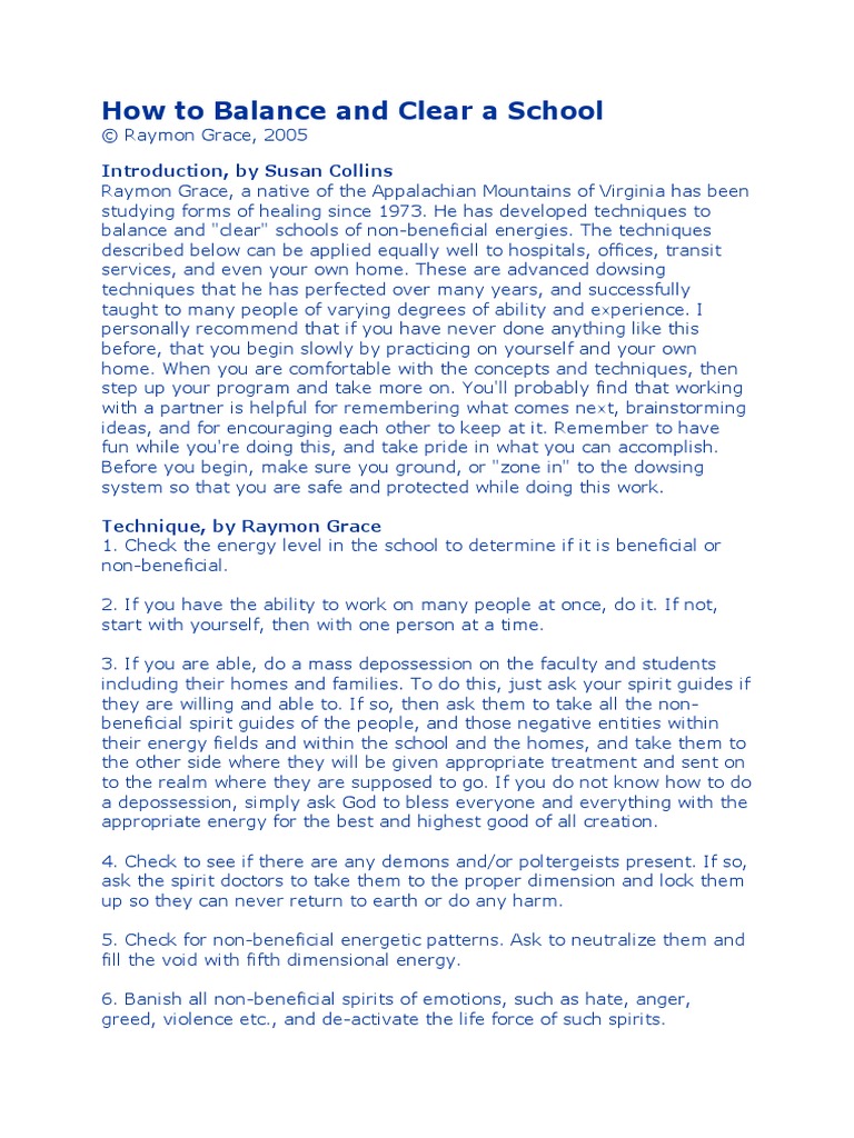 Raymon Grace - How To Balance and Clear A School | PDF | Psychology ...