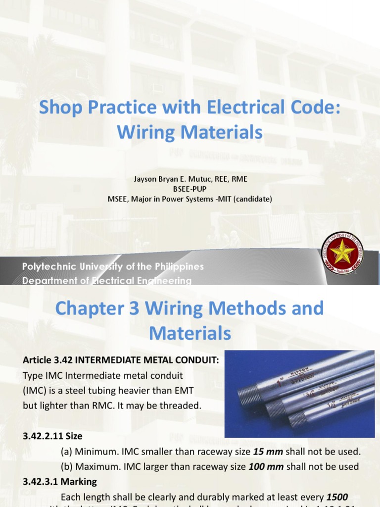 Wiring Methods and Materials Guide | PDF | Manufactured Goods ...