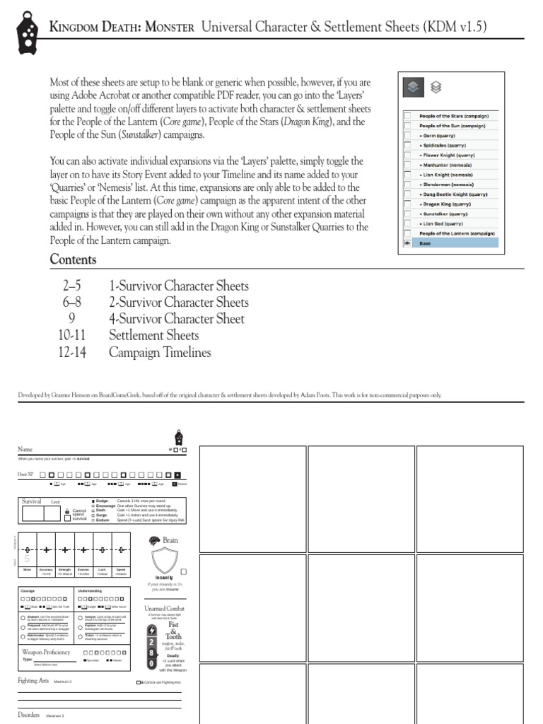 KDM - Sid's Record Sheets v1.6 PDF | PDF | Traumatology | Injury