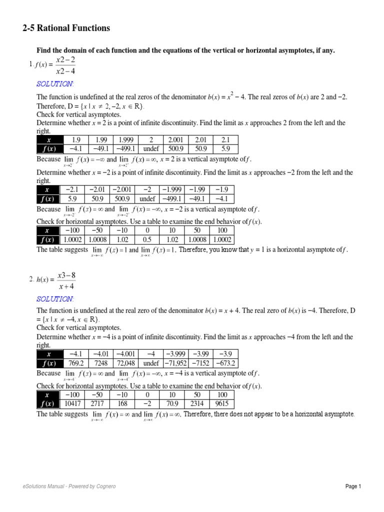 2-5 Rational Functions PDF | PDF | Asymptote | Polynomial
