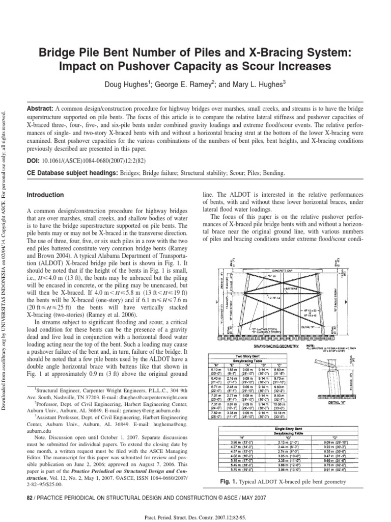 Bridge Pile Bent Number of Piles and X-Bracing System. Impact On ...