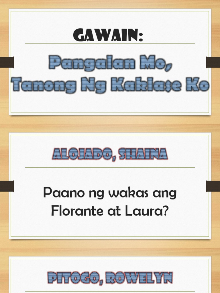 Pangalan Mo, Tanong NG Kaklase Ko | PDF