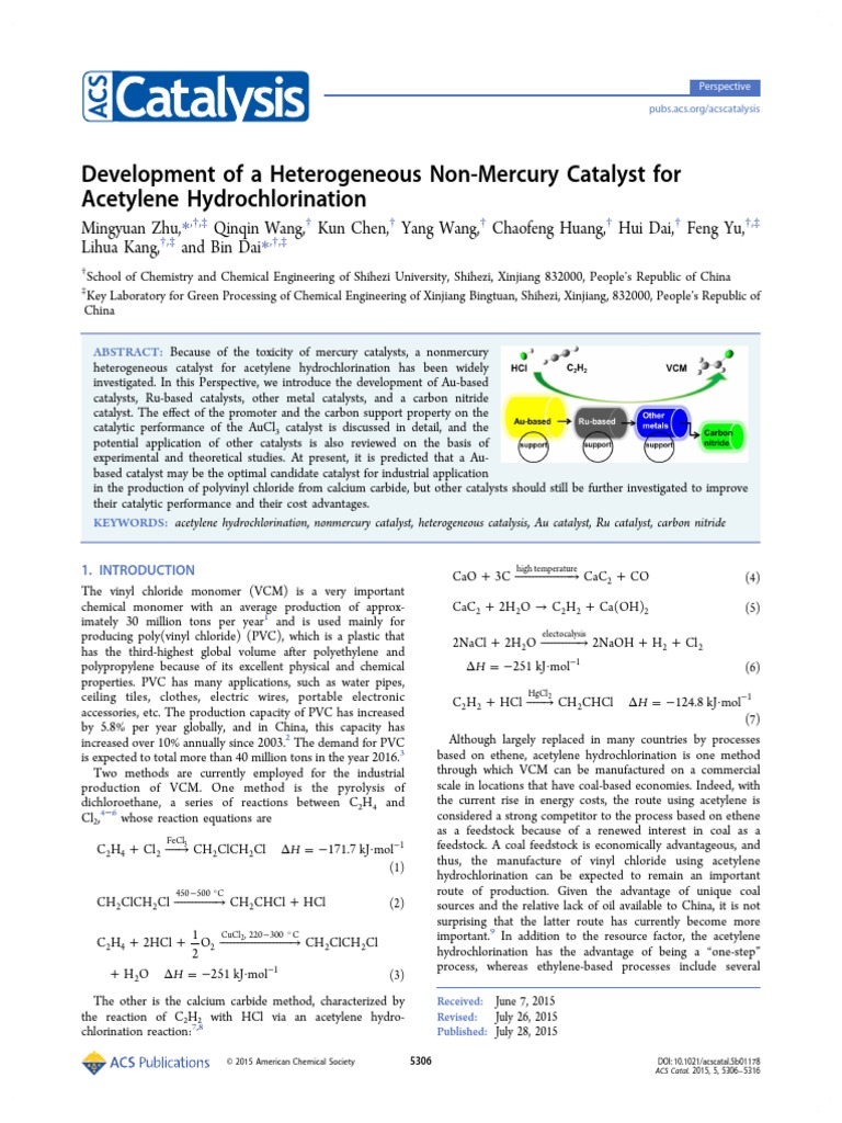 Development of A Heterogeneous Non-Mercury Catalyst For Acetylene ...