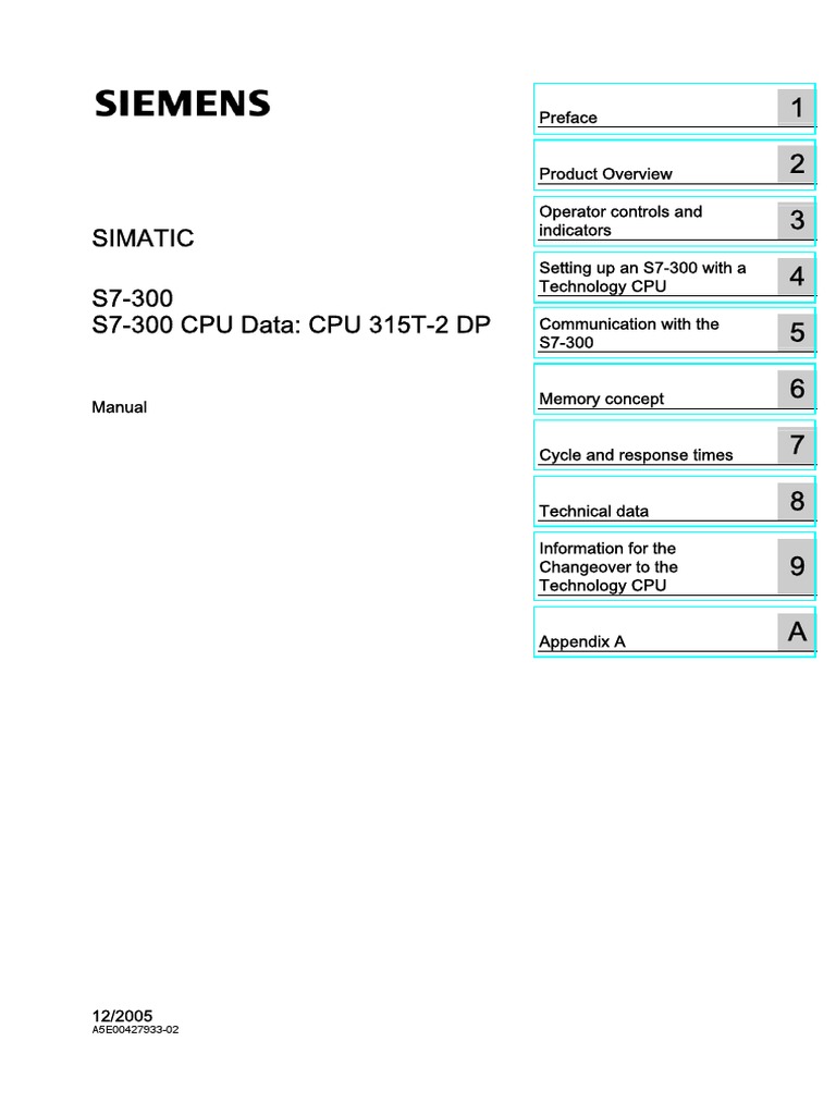 SIMATIC S7-300 S7-300 CPU Data: CPU 315T-2 DP | PDF | Central ...