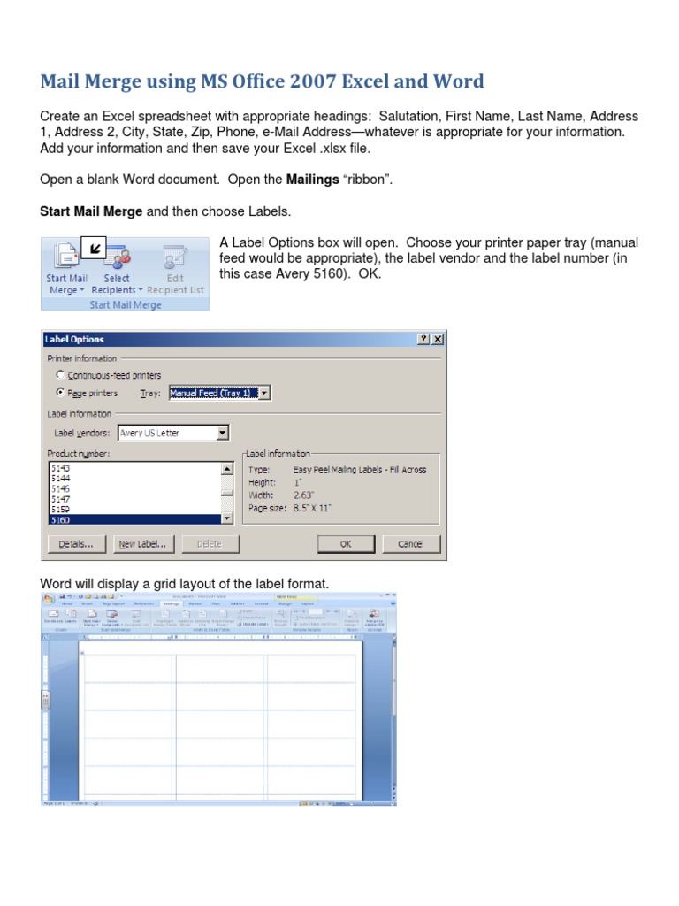 Creating Mailing Labels Using Mail Merge Between Microsoft Excel and ...
