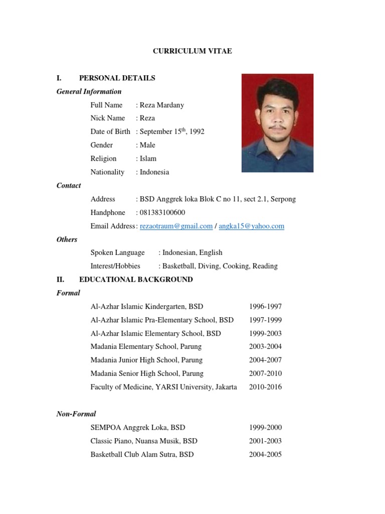 Curriculum Vitae Reza | PDF | Learning | Behavior Modification