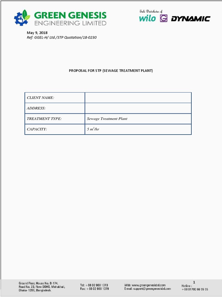 5 m3 For STP Proposal | PDF | Sewage Treatment | Wastewater