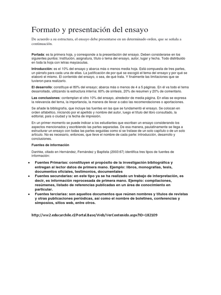 Formato y presentación del ensayo | Ensayos | Comunicación escrita