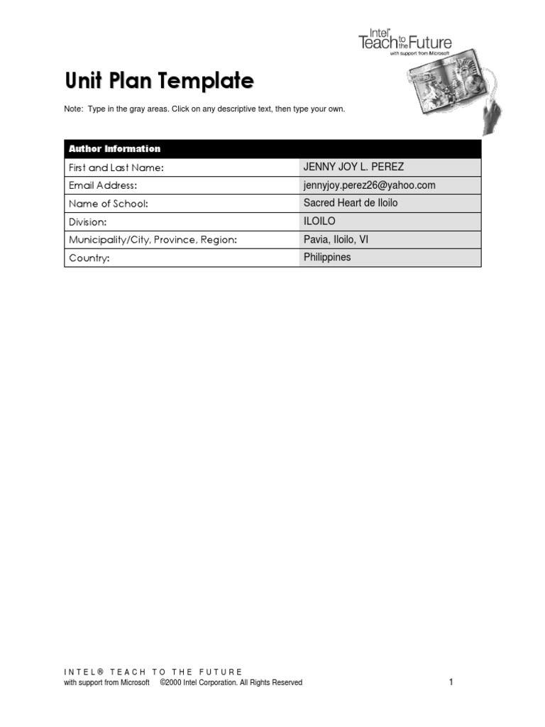 Unit Plan Template | PDF | Differentiated Instruction | Teachers