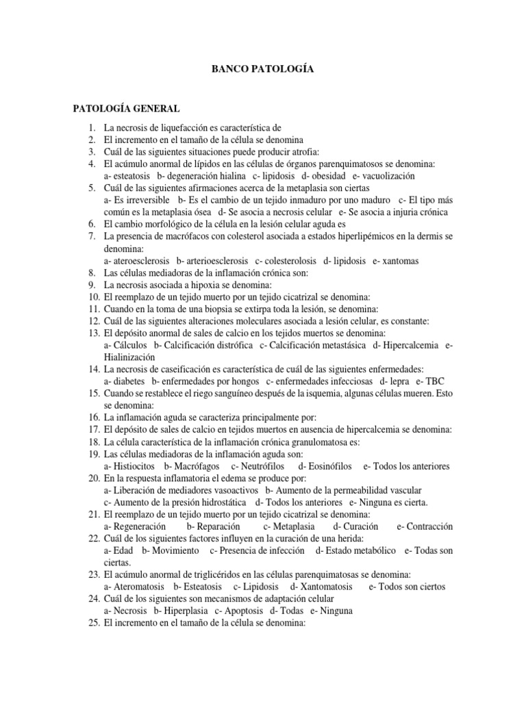 Banco de Preguntas Completo | PDF | Edema | Inflamación