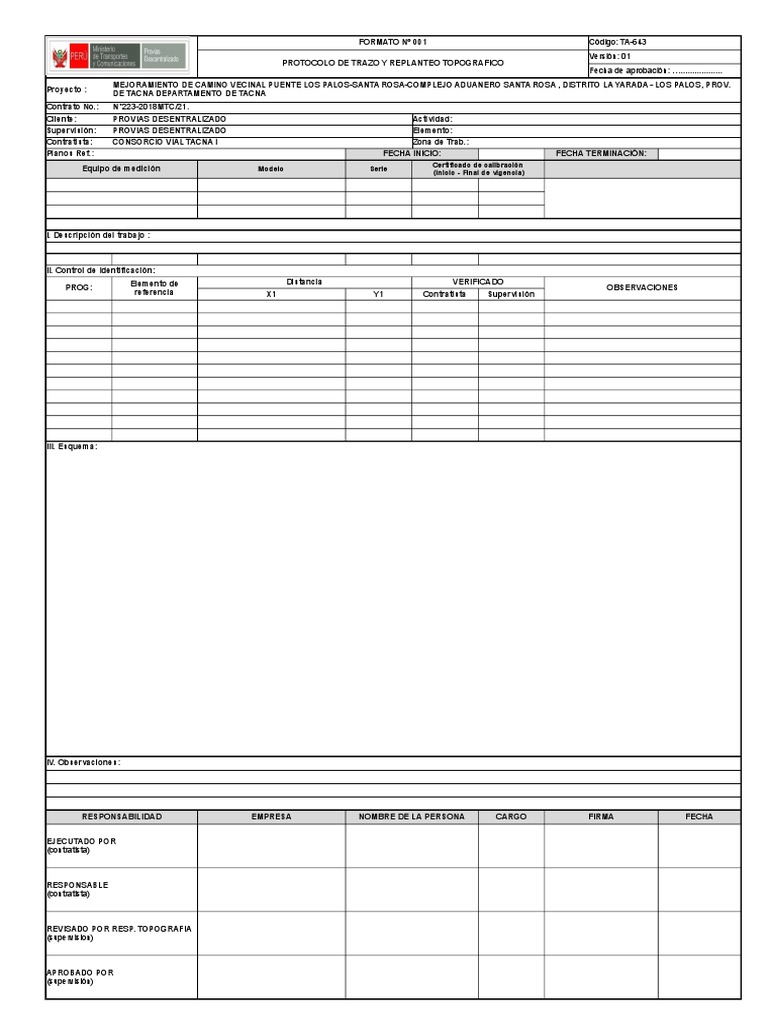 Protocolo para el trazado y replanteo topográfico de un proyecto de mejoramiento vial en Tacna ...
