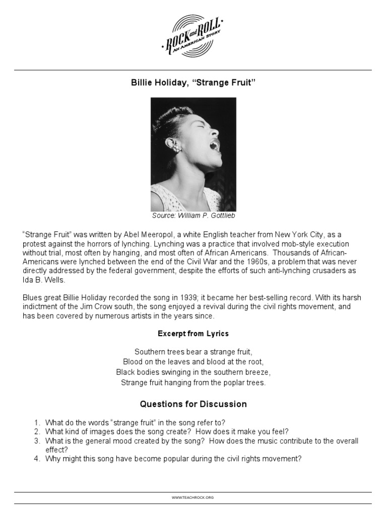 Billie Holiday's "Strange Fruit" Analysis | PDF