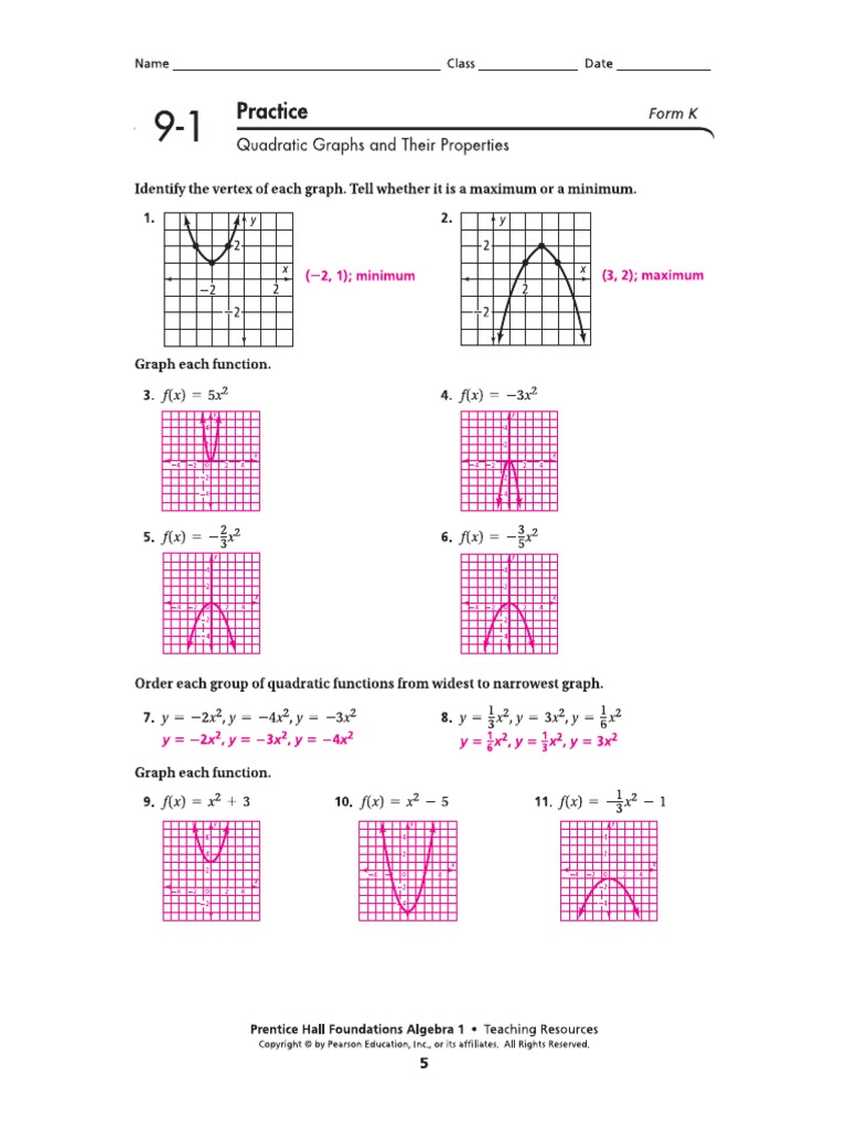 9-1 Practice B Answers PDF | PDF
