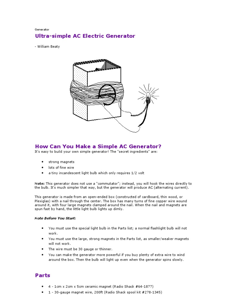 Ultra-Simple AC Electric Generator | PDF | Electric Motor | Diode