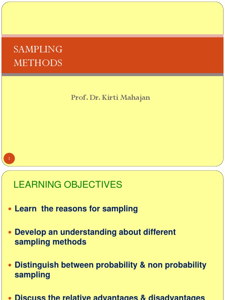 Sampling Methods: Prof. Dr. Kirti Mahajan | PDF | Stratified Sampling ...