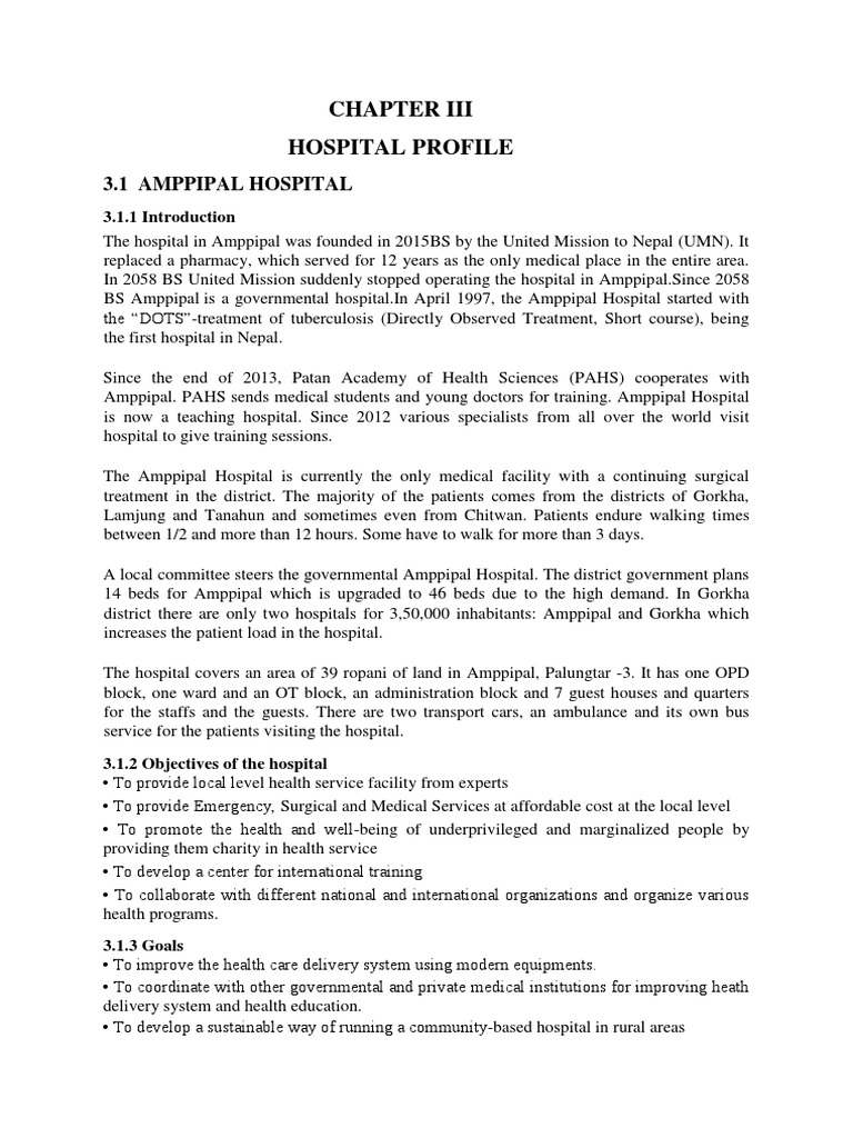 Ampipal Hospital Profile | PDF | Childbirth | Hospital