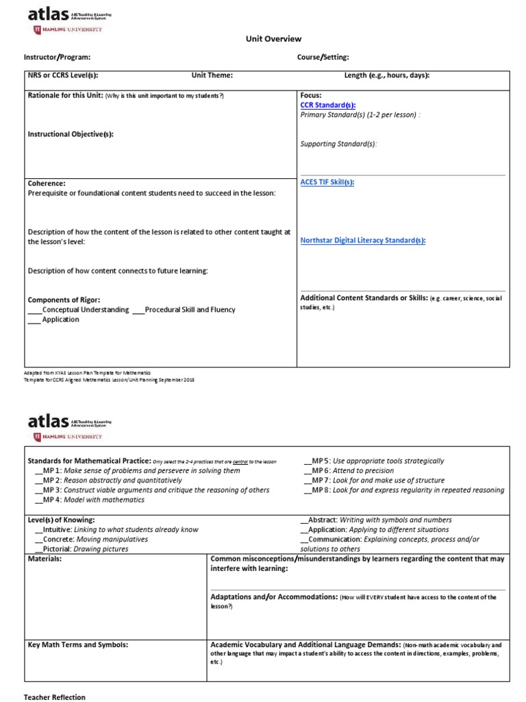 CCRS Aligned Math Lesson Planning Template | PDF | Lesson Plan ...