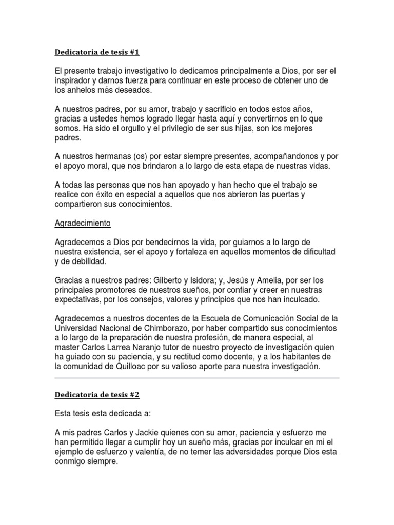 Dedicatoria de Tesis | Amor | Dios