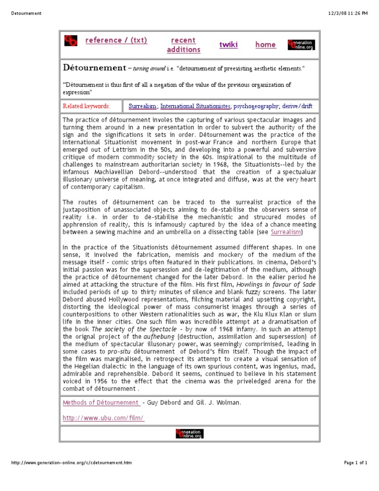 Detournement | PDF | Situationist International | Postmodernism