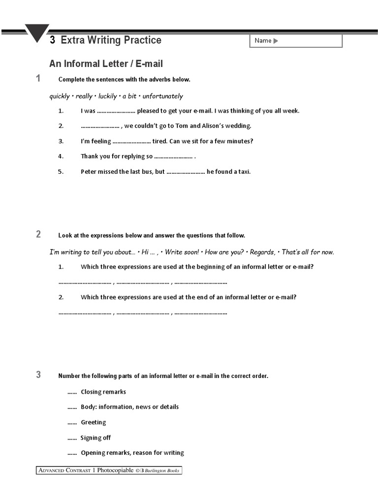 Writing Informal Letter-Email | PDF
