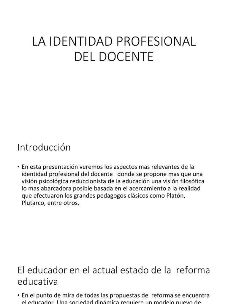 La Identidad Profesional Del Docente | PDF | Maestros | Realidad