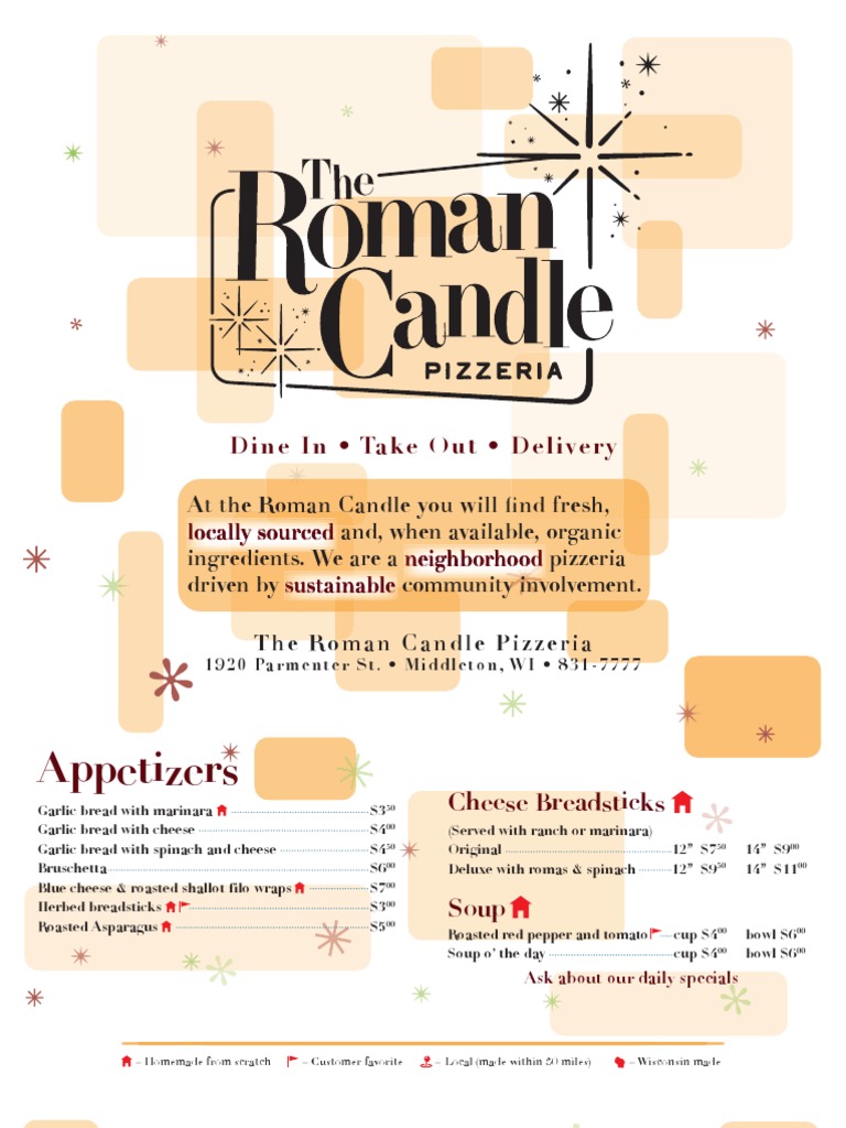 Roman Candle Middleton Candle | PDF | Salad | Pizza