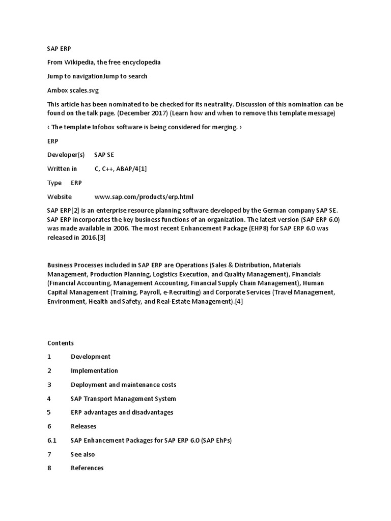 Sap Erp | PDF | Software Architecture | Information Technology