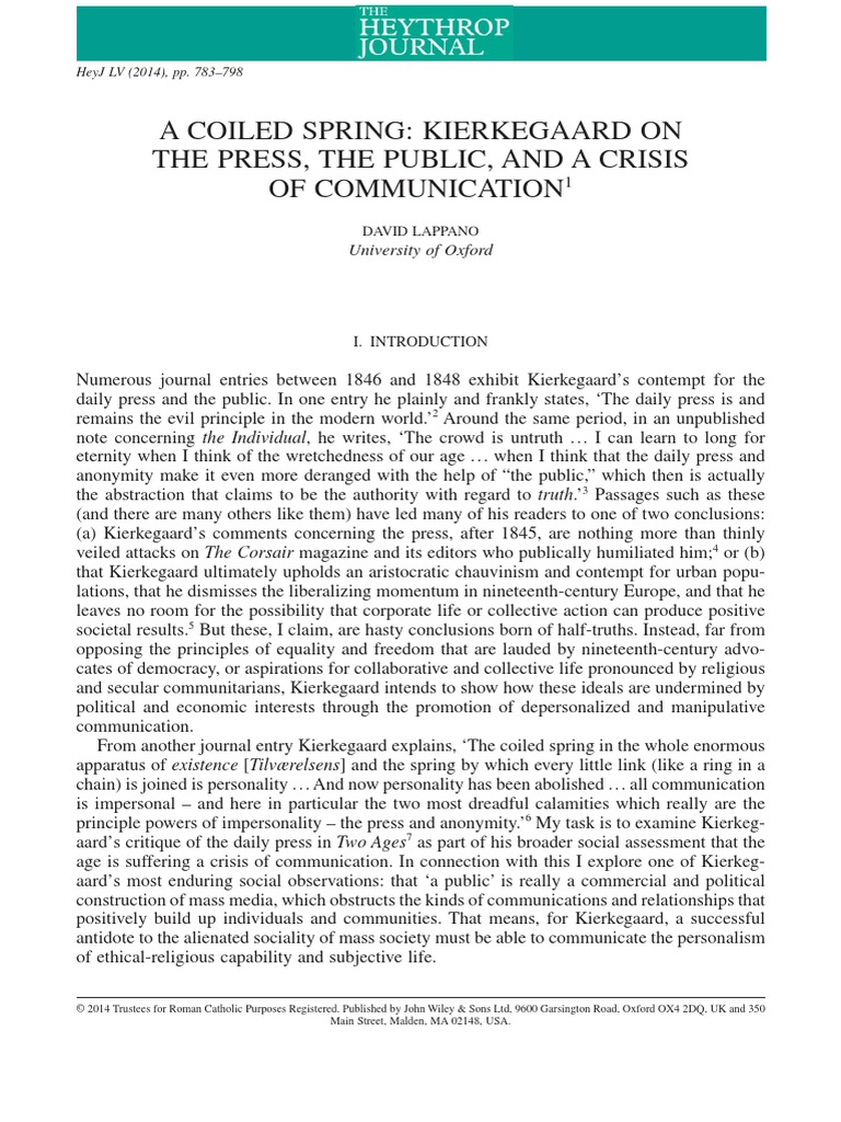 Kierkegaard On The Press, The Public, and A Crisis of Communication ...