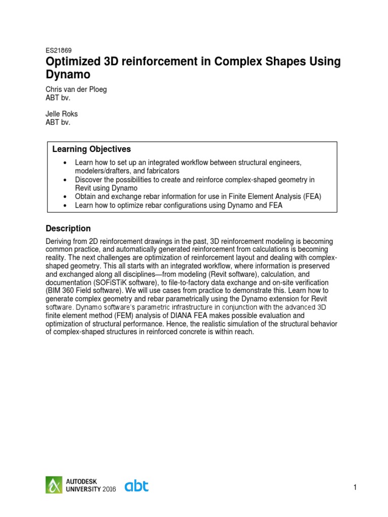 Optimized 3D Reinforcement in Complex Shapes Using Dynamo: Learning ...