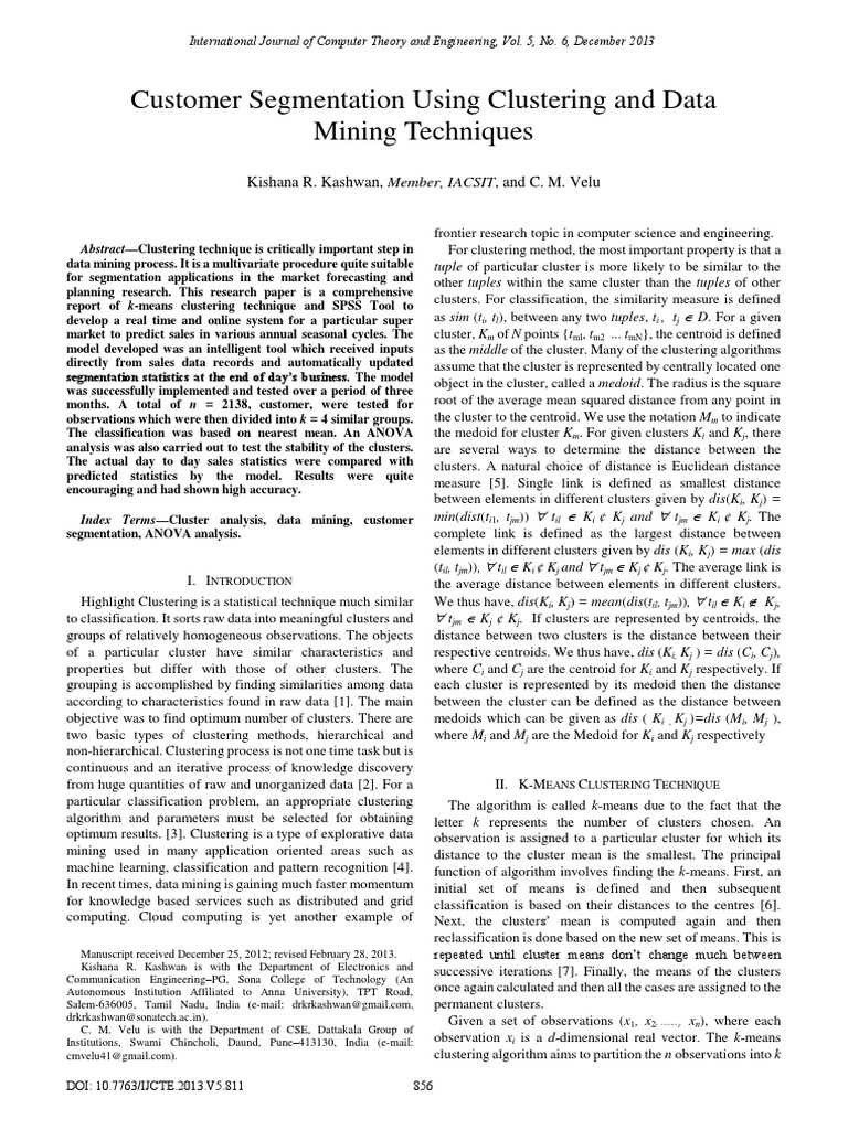 Customer Segmentation Using Clustering and Data Mining Techniques | PDF | Cluster Analysis ...