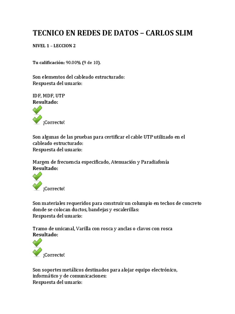 Tecnico en Redes de Datos Nivel 1 - Leccion 2 | PDF