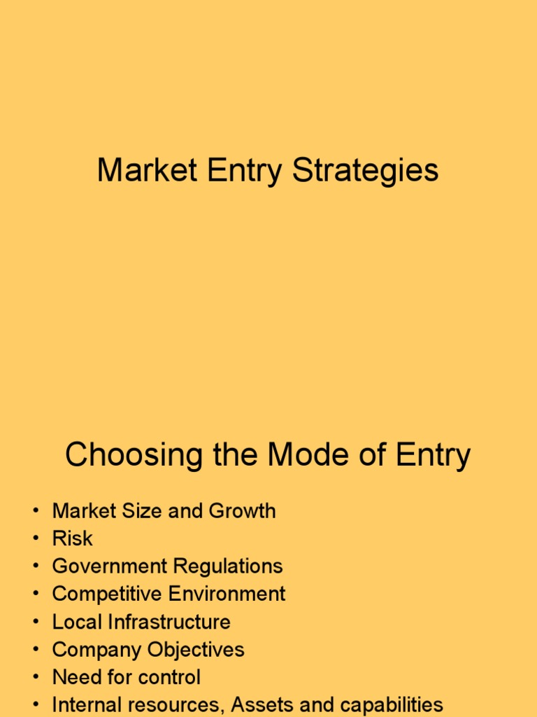 Entry Strategies for Global Markets: A Comparative Analysis of Direct ...