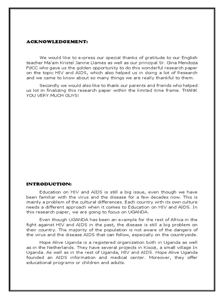 INTRODUCTION | PDF | Hiv/Aids | Hiv