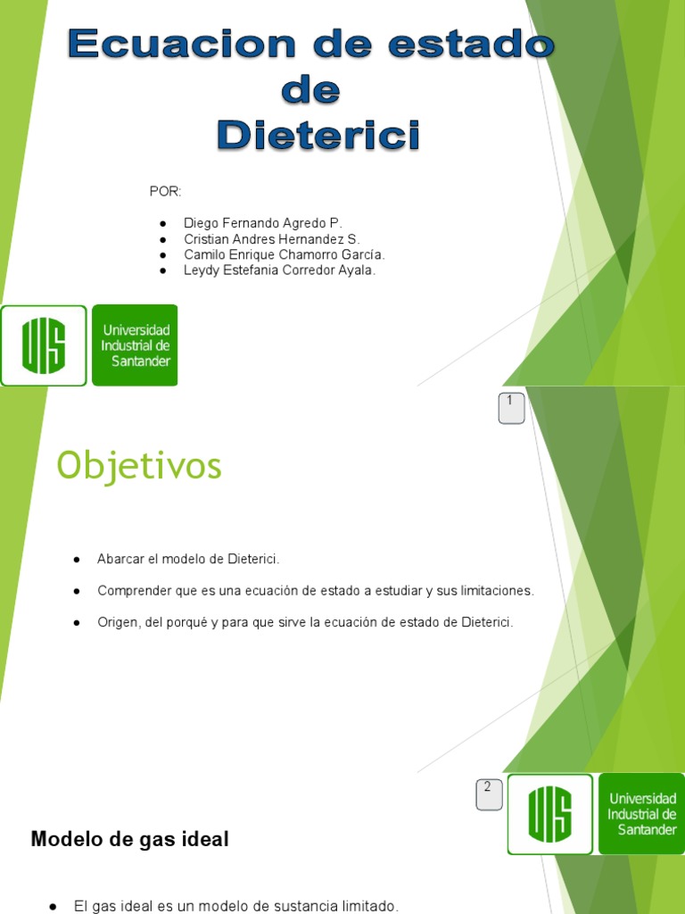 Ecuación de Estado de Dieterici y su Aplicación | PDF | Gases | Química ...