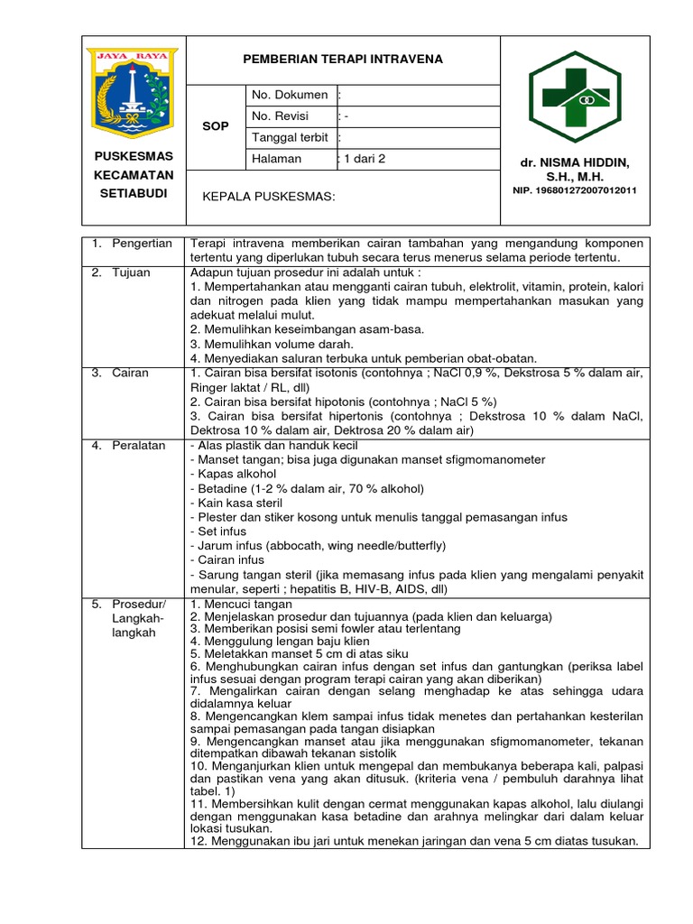 SOP Terapi IV | PDF | Pengembangan Diri | Kesehatan Holistik